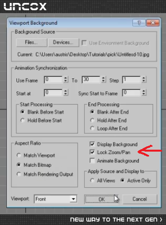 حذف شدن گزینه ی Lock Zoom/pan از پنجره ی Viewport Background